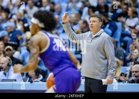 James Madison head coach Mark Byington gestures during the second half ...