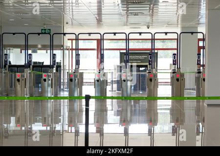 automated security barrier gates at passport control in the terminal at ...