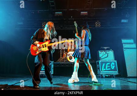 Rhian Teasdale and Hester Chambers of Indie Rock band Wet Leg perform ...