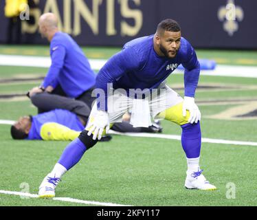 Los Angeles Rams defensive tackle Aaron Donald (99) on the field in the ...