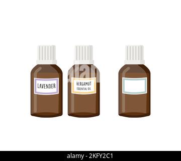 Essential oils bottles set of vector hand drawn doodle isolated ...