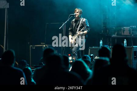 Bryan Scott, lead vocalist of the band Sick Puppies, sings during a ...