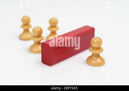 Security and crime concept. The white pawn is isolated from the other ...