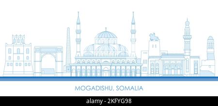 Outline Skyline panorama of city of Mogadishu, Somalia - vector ...