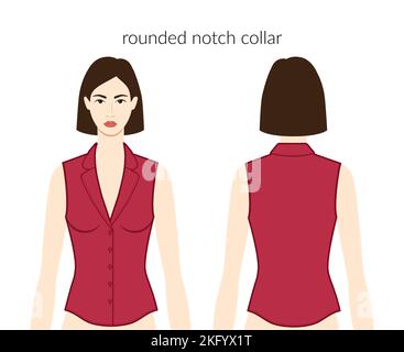 Template notch neck crop top vector illustration flat design outline ...