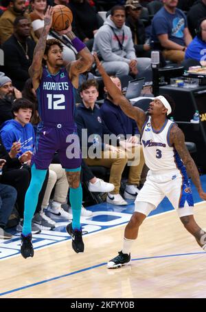 Charlotte Hornets guard Kelly Oubre Jr. shoots against the Washington ...
