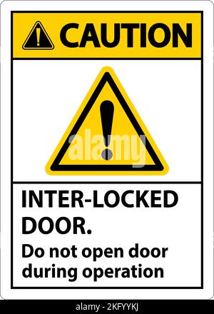 Safety sign caution Interlock doors do not open door during operation ...