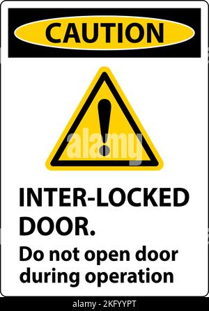 Safety sign caution Interlock doors do not open door during operation ...