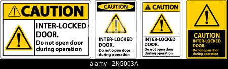 Safety sign caution Interlock doors do not open door during operation ...