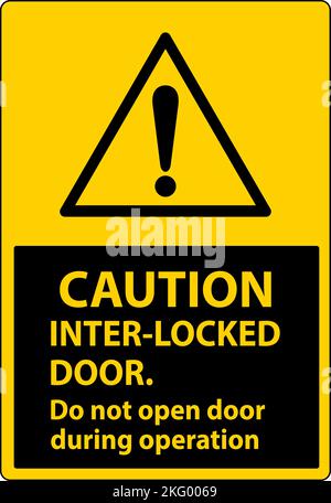 Safety sign caution Interlock doors do not open door during operation ...
