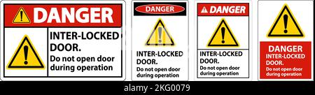 Safety sign danger Interlock doors do not open door during operation ...