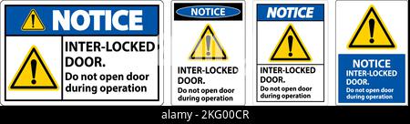 Safety sign notice Interlock doors do not open door during operation ...