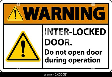 Safety sign warning Interlock doors do not open door during operation ...