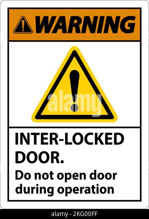 Safety sign caution Interlock doors do not open door during operation ...