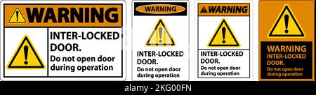 Safety sign caution Interlock doors do not open door during operation ...