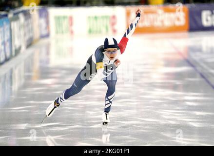Min-Sun Kim (KOR) winner 500m women during ISU World Cup Speedskating ...