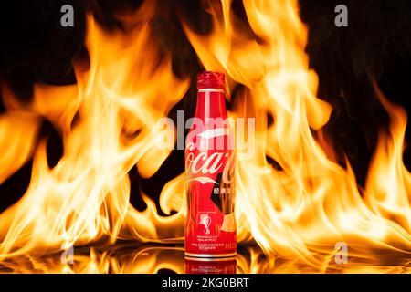 ZHONGSHAN China-November 17,2022:Legend the Bigfoot and bottle of Coca ...