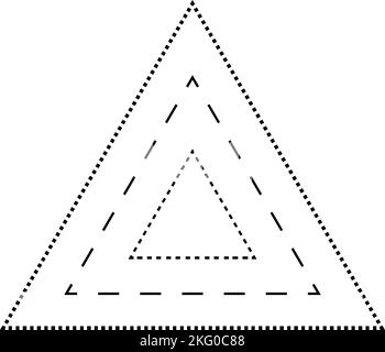 Tracing triangle shape broken line element for preschool, kindergarten ...