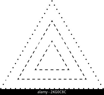 Tracing triangle shape broken line element for preschool, kindergarten ...