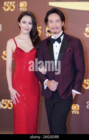 Hong Kong actor and TV host Wong Cho-lam, right, and his actress wife ...