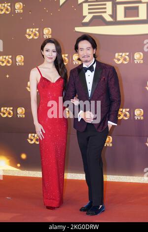 Hong Kong actor and TV host Wong Cho-lam, right, and his actress wife ...
