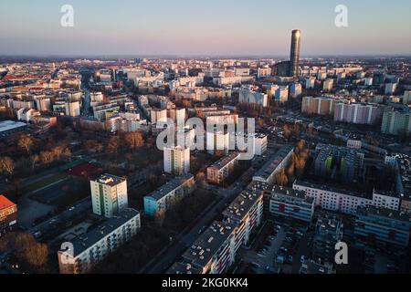 Modern residential complex in Wroclaw city, Poland. Aerial view of ...