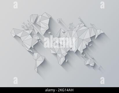 World map shape made of polygons. 3D illustration isolated on orange ...