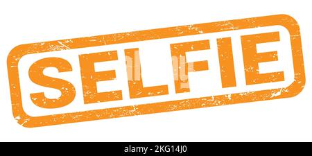 SELFIE text written on orange rectangle stamp sign Stock Photo - Alamy