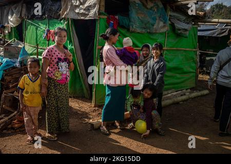 Internally displaced children play in an IDP camp on January 19, 2022 ...