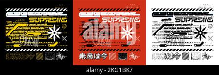 Futuristic calligraphy in cyberpunk style. Typography template Stock ...