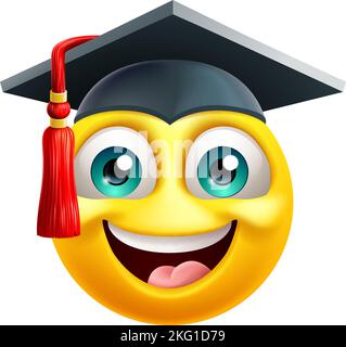 Smiley face student vector emoticons set with facial expressions and ...