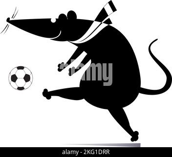 Illustration of rat or mouse playing football. Cartoon rat or mouse ...