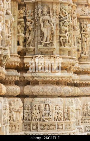 Sculpture of Hindu God on the Neminath Jain Temple, Ranakpur, Rajasthan ...