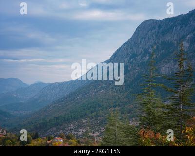 Aerial photo of town of Ormana Ibradi Antalya Turkey in autumn sunny ...