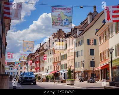DELEMONT SWITZERLAND, JULY 5, 2022: historical Buildings in the city ...