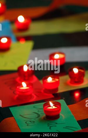 Catholic church. Red church candels. Concept of catechism. Switzerland ...