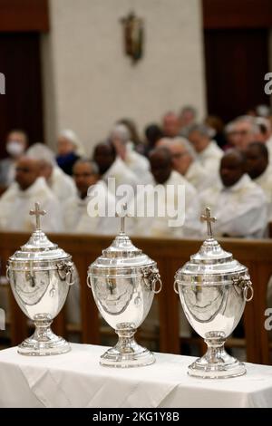 Saint Julien en Genevois church. Holy Thursday. Chrism Mass. Blessing ...