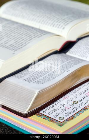 Open religious books : Quran, Bible and Torah. Christianity, Islam ...