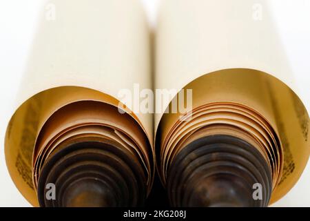 Small Torah scrolls. Symbol of Jewish identity and Judaism Stock Photo ...