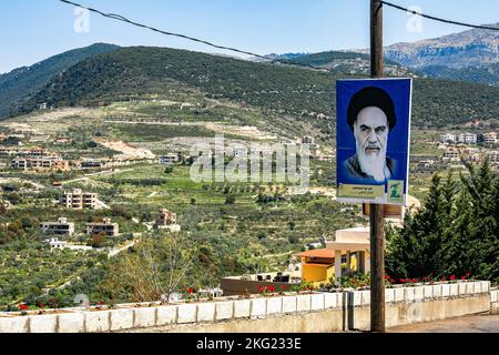 Ayatollah poster in a village in southern Lebanon Stock Photo - Alamy