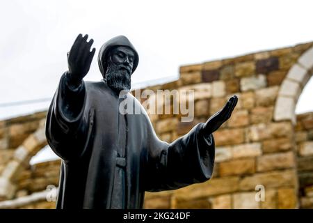 Saint Charbel statue in Bekaa Kafra, his native village in Lebanon ...