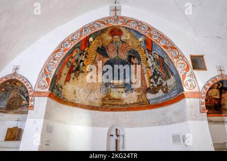 Fresco in Deir Qannoubine monastery church in the Qadisha (Kadisha ...