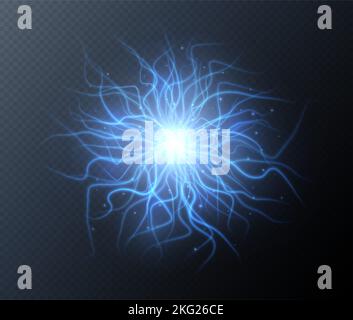 Electric ball, lightning fireball, strike impact place, plasma sphere ...