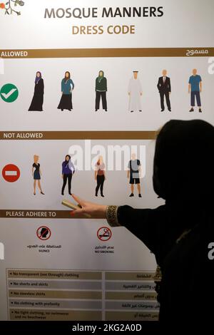 Dress code and manners in muslim mosque. Sheikh Zayed Mosque. Abu Dhabi ...