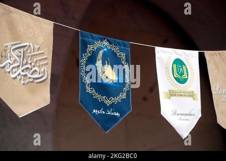Ramadan Kareem Concept. Flags with muslim symbols Stock Photo - Alamy