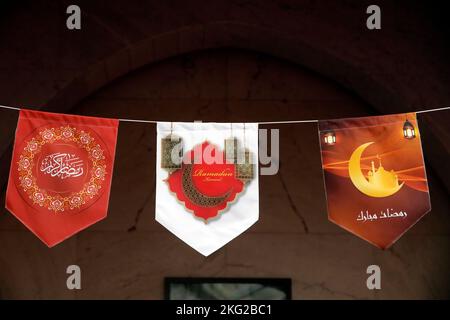 Ramadan Kareem Concept. Flags with muslim symbols Stock Photo - Alamy