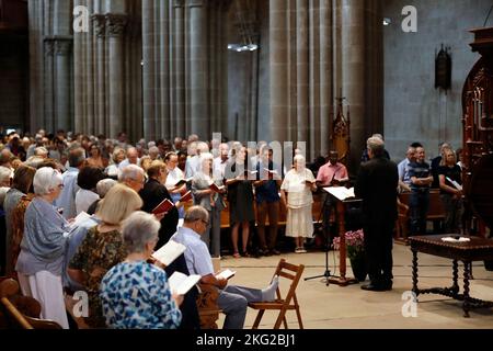 Saint Pierre cathedral. Sunday protestant service. Christian Praise and ...