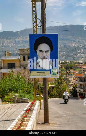 Ayatollah poster in a village in southern Lebanon Stock Photo - Alamy