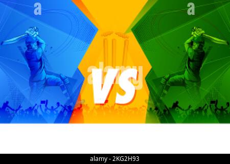 Competition versus cricket championship sports background with player ...