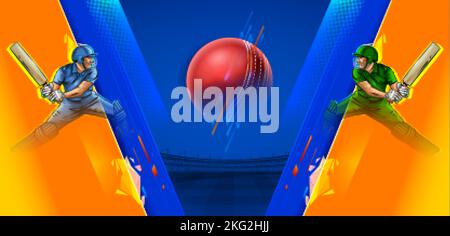 Competition versus cricket championship sports background with player ...